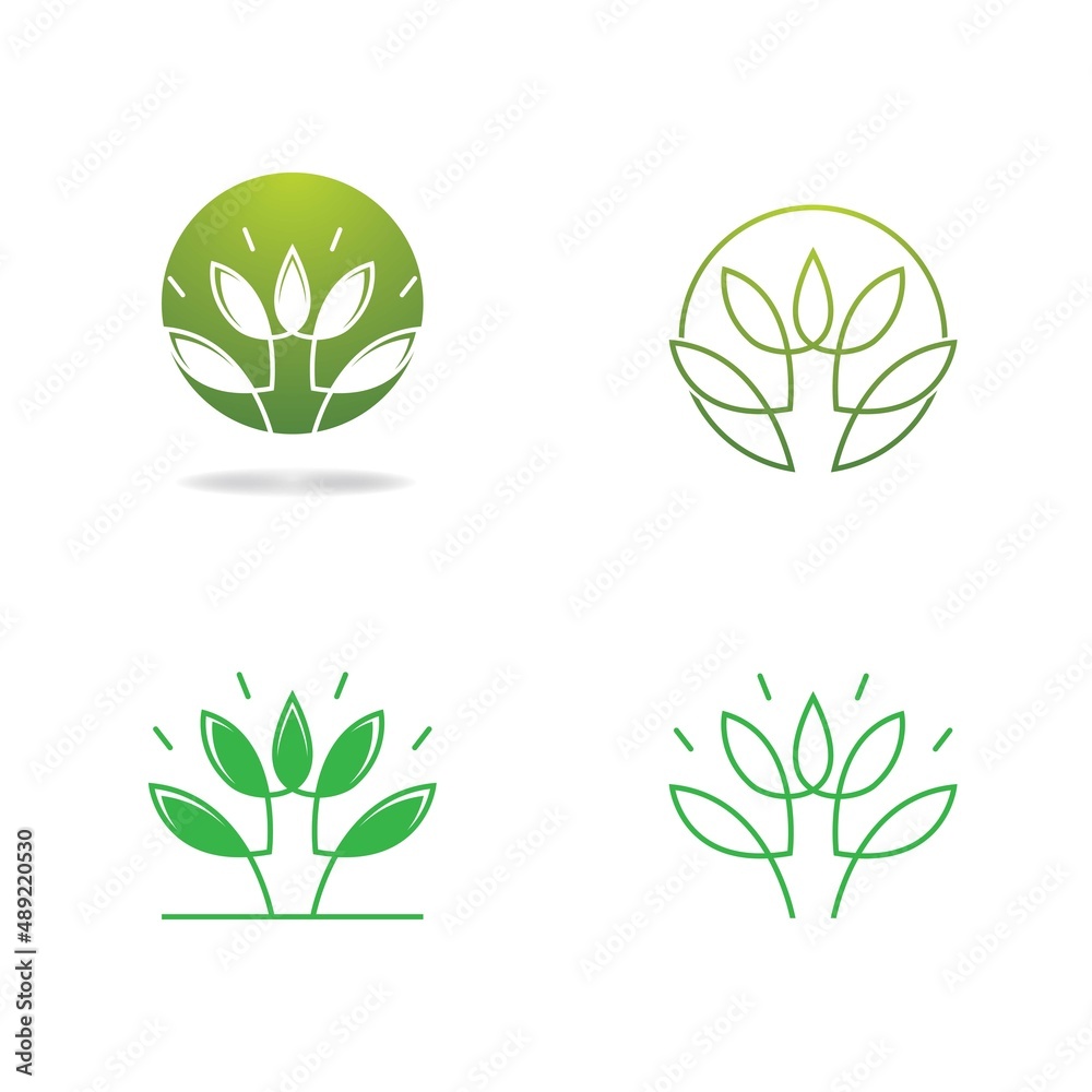 Tree leaf vector logo icon set Stock Vector | Adobe Stock