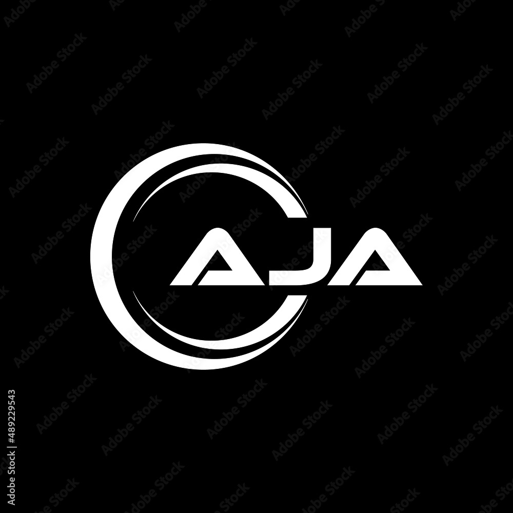 AJA letter logo design with black background in illustrator, cube logo ...