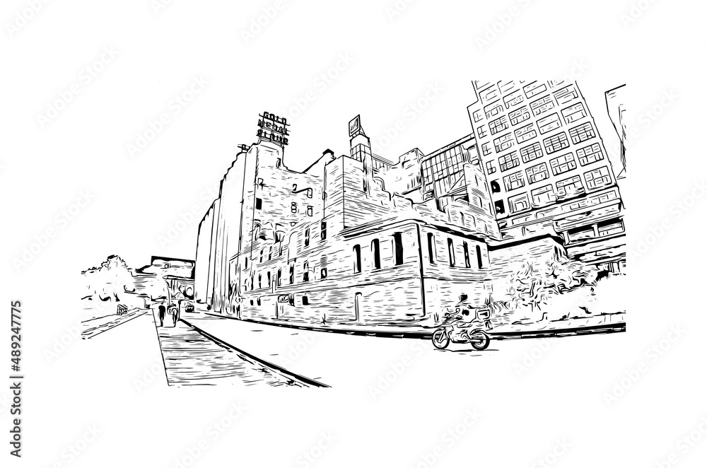 Building view with landmark of Minneapolis is the city in Minnesota ...