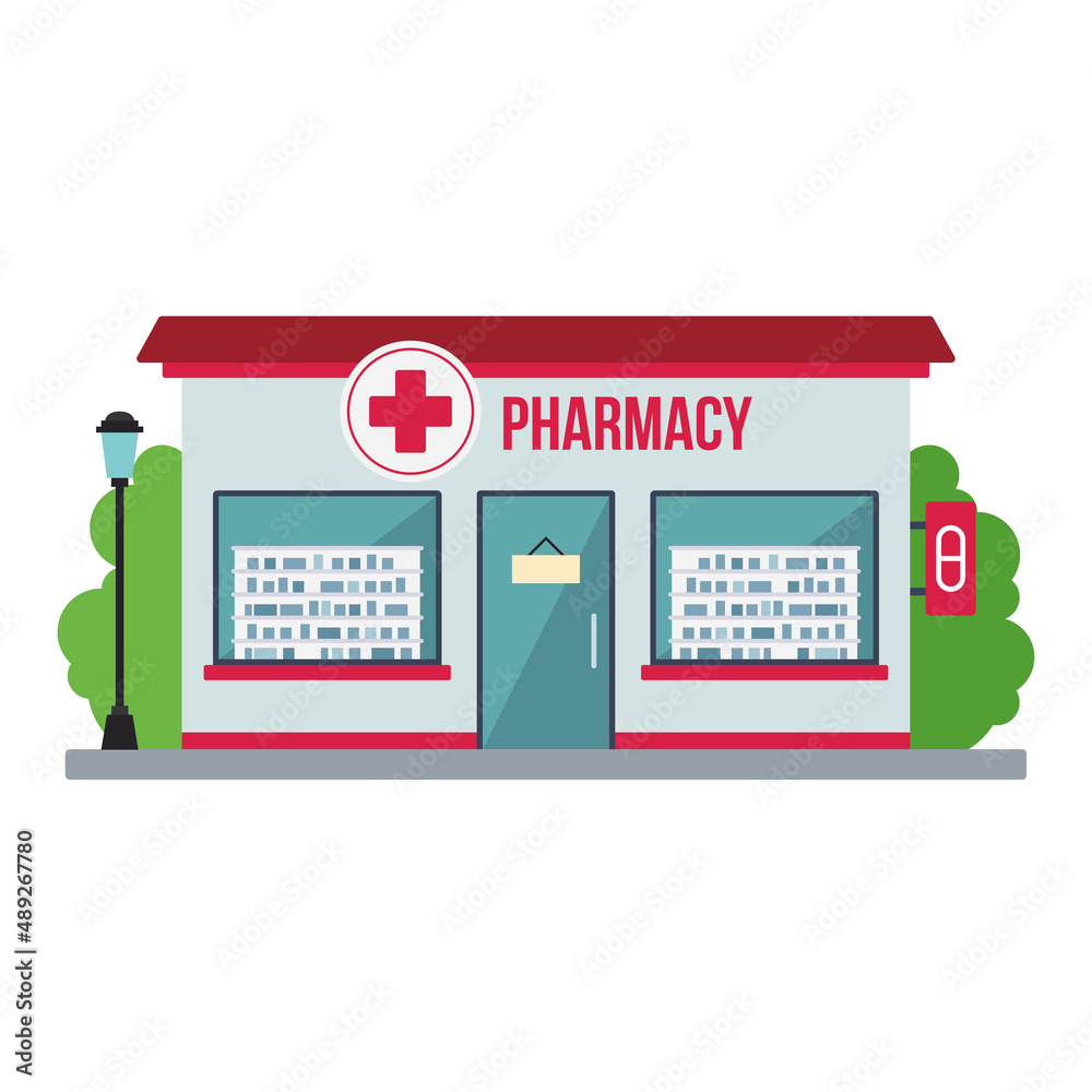 Isolated front view pharmacy building Vector Stock Vector | Adobe Stock