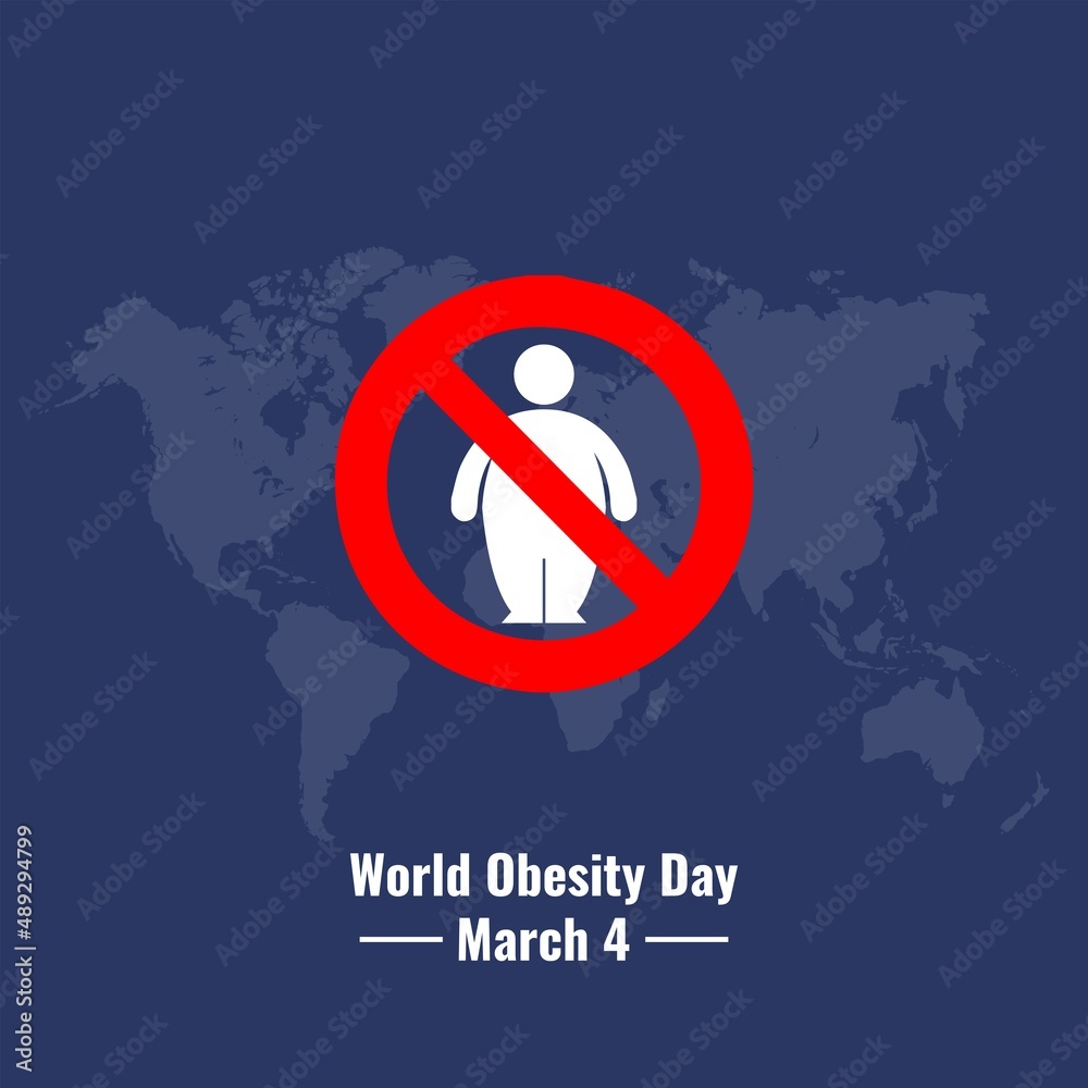 Fat Boy Icon and Red Forbidden Symbol, World Obesity Day design concept ...