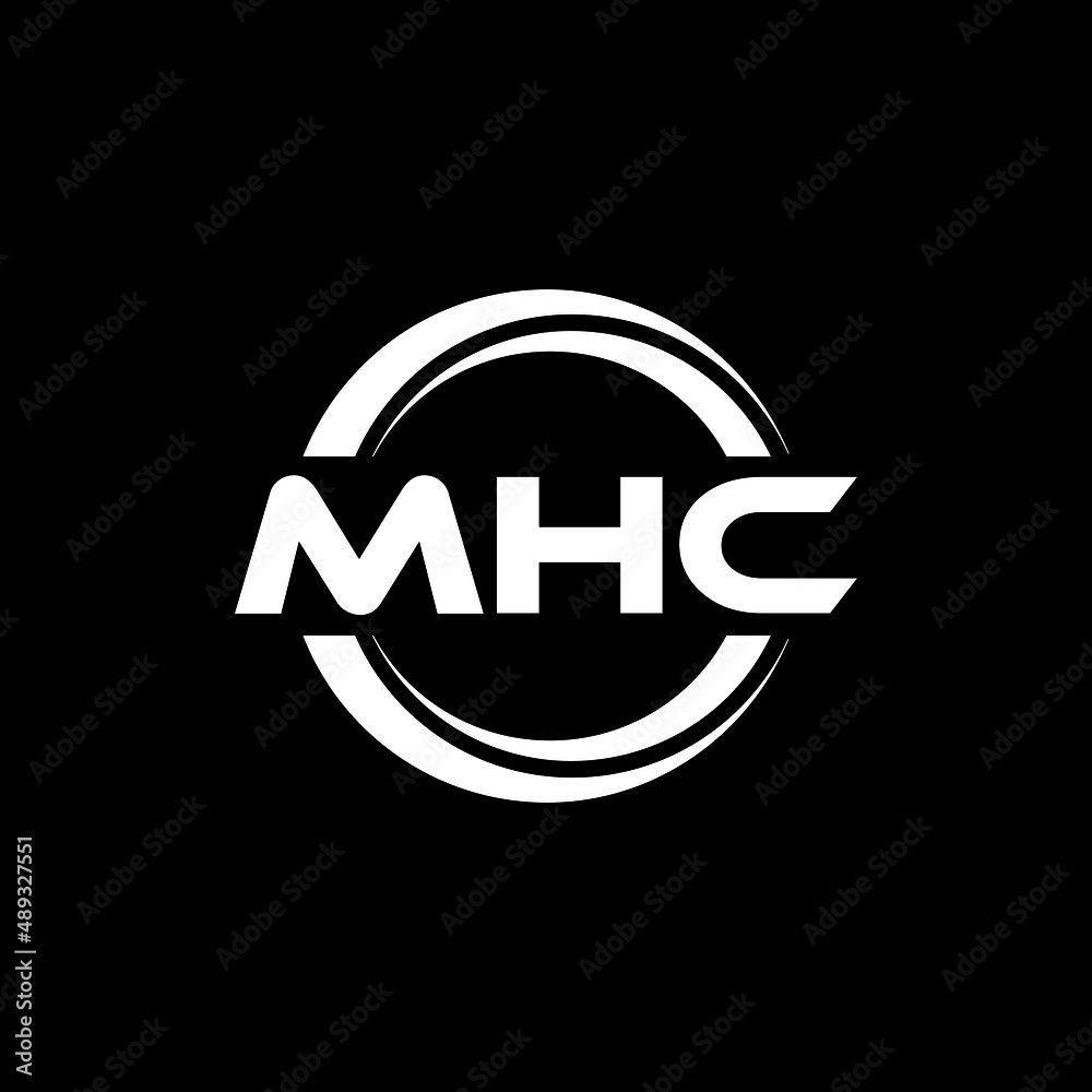 MHC letter logo design with black background in illustrator, vector ...