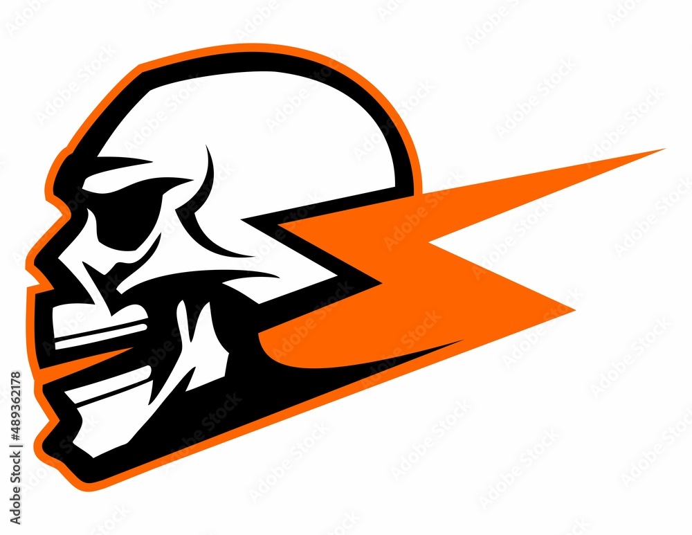 Vector human skull with the lightning bolt, isolated on white ...