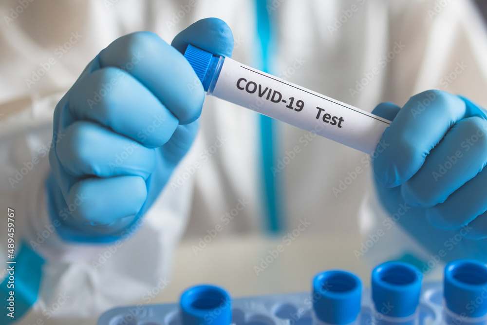 Process of coronavirus PCR antigen testing examination by nurse medic ...