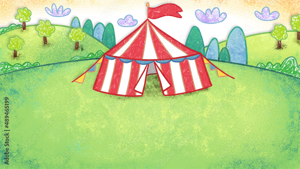 Circus tent background oil pastel crayon doodle hand-drawn illustration ...