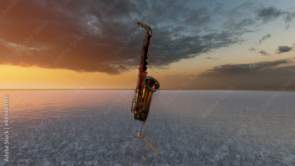 saxophone with nature background Stock Illustration | Adobe Stock