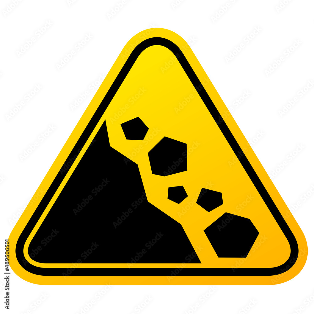 Landslide hazard vector warning sign Stock Vector | Adobe Stock