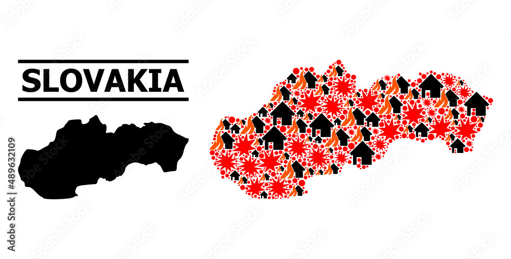 War mosaic vector map of Slovakia. Geographic mosaic map of Slovakia is ...