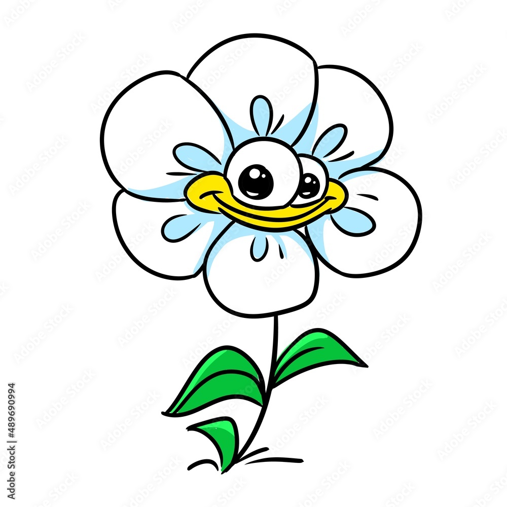 small flower chamomile plant illustration cartoon character Stock ...