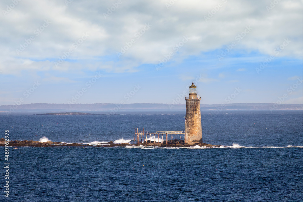 Built offshore in Casco Bay, the Ram Island Ledge Light is a lighthouse ...