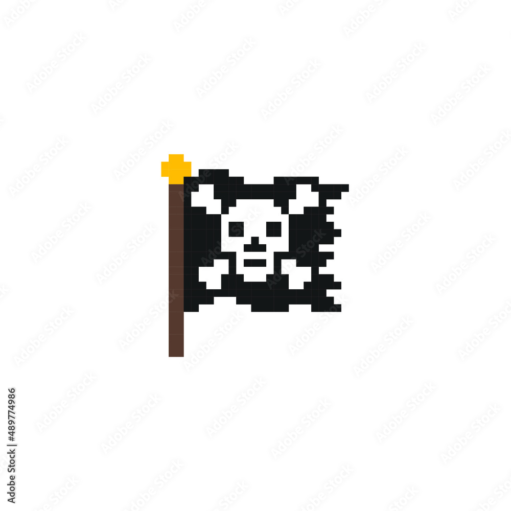 pirate flag Pixel Art isolated on white Background. Pixel art. Vector ...