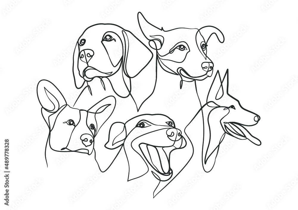 Continuous one line drawing of a dog. Dog one line drawing minimalist ...