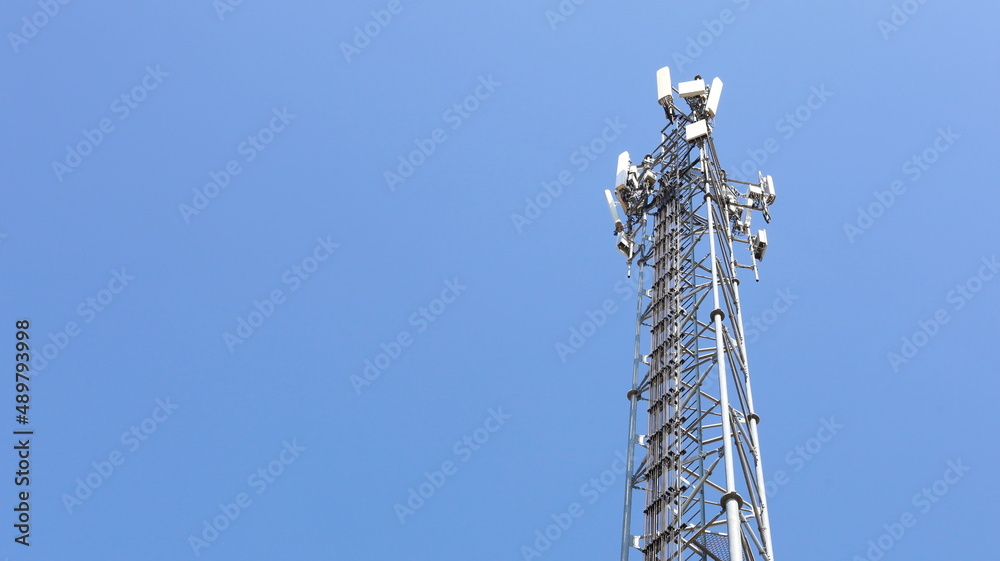 Cellular Base Station Tower. A base station equipped with 4G and 5G ...