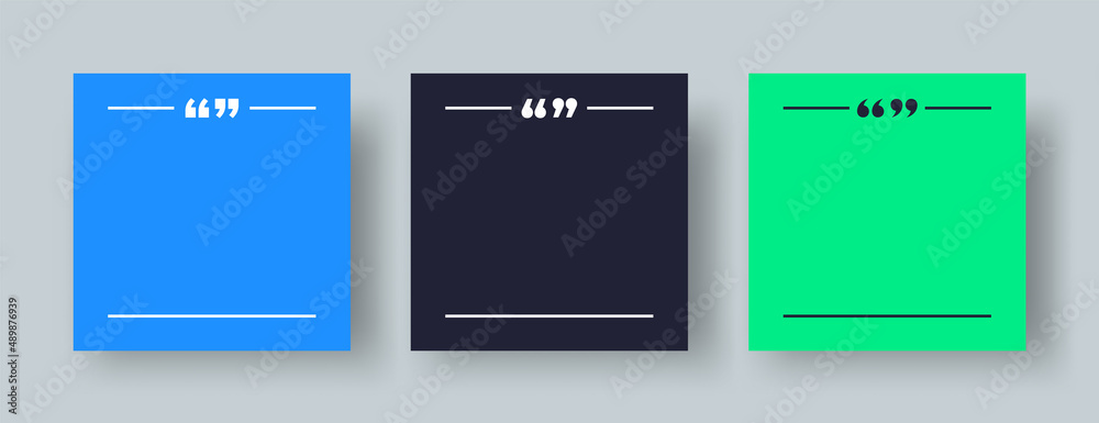 Quote Template Set. Square Banner Template for Quotes. Blank Quote ...