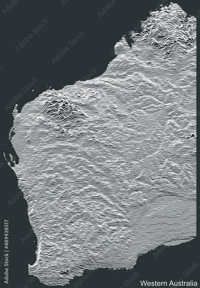 Topographic negative relief map of the Australian state of WESTERN ...