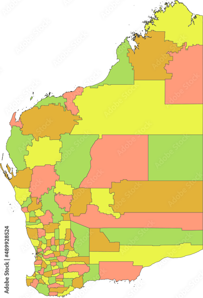 Pastel blank flat vector administrative map of local government areas ...