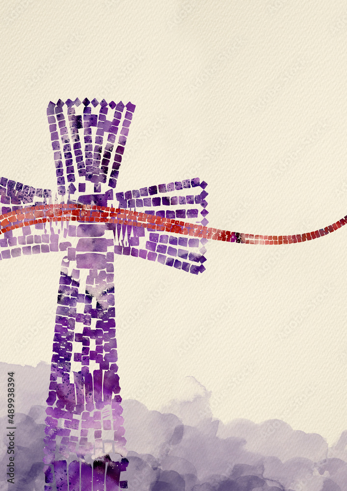 Crucifix. Lent season.Watercolor christian background. Stock ...