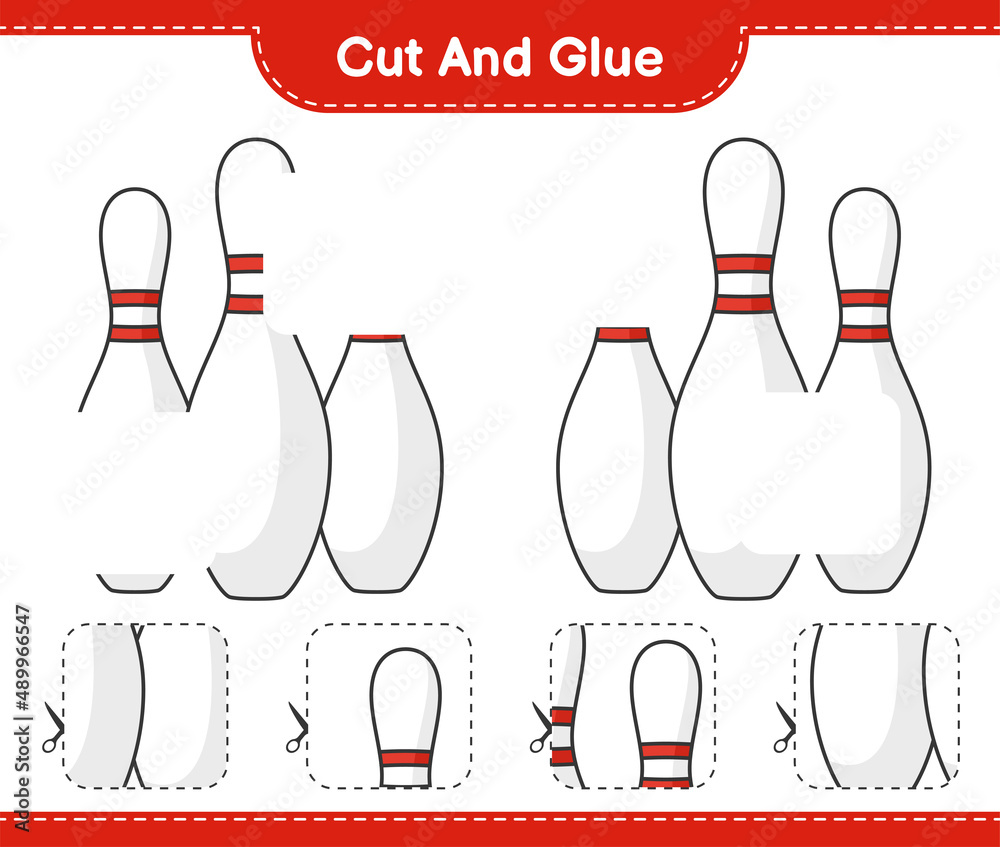 Cut and glue, cut parts of Bowling Pin and glue them. Educational ...