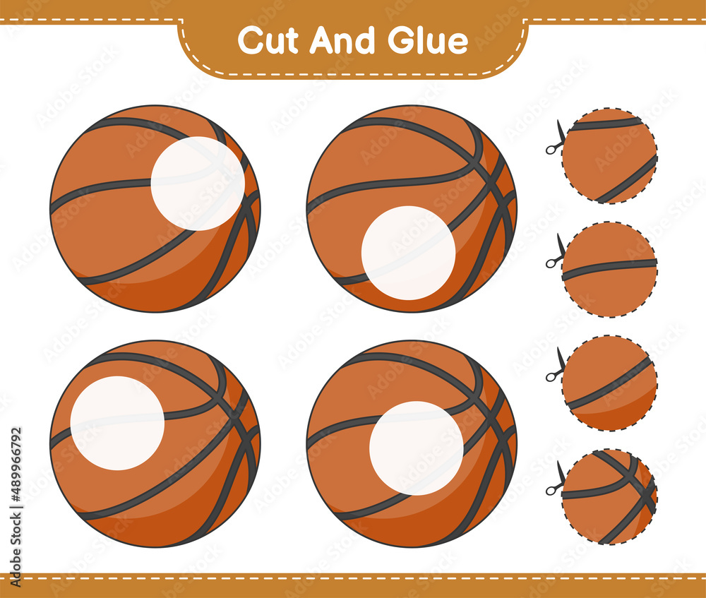 Cut and glue, cut parts of Basketball and glue them. Educational ...