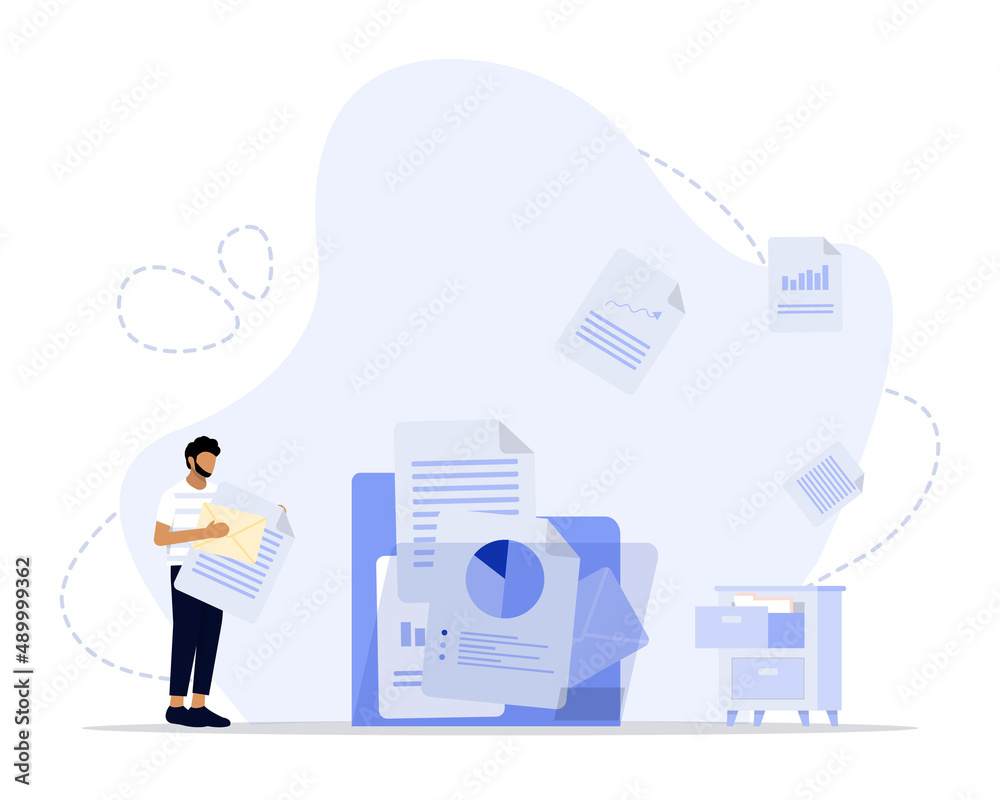 Documents concept illustration, Suitable for landing page, ui, web, App intro card, editorial ...