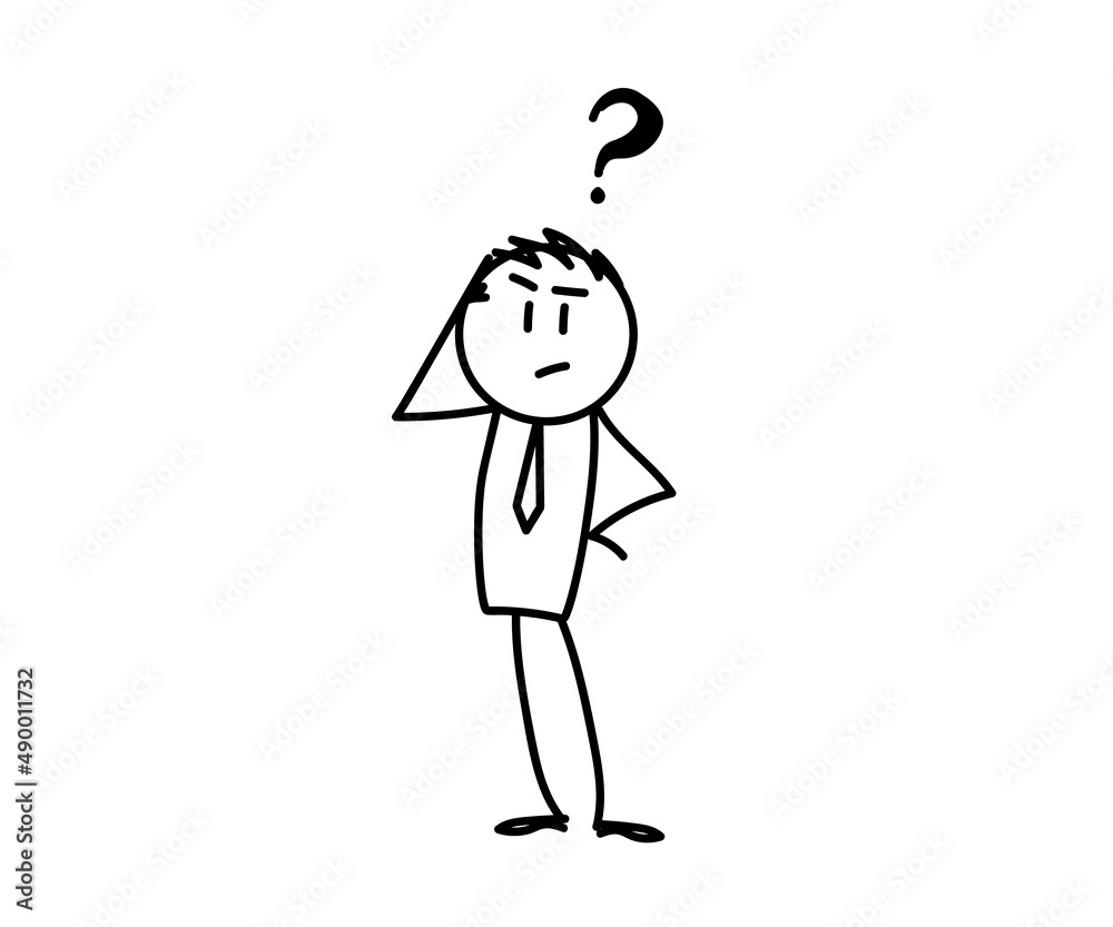 Man and question mark on a white background. Sketch. Vector ...