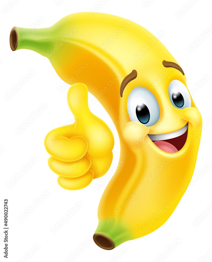 Banana Fruit Cartoon Character Emoji Mascot Stock Vector | Adobe Stock