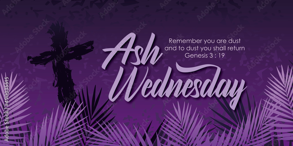 Ash Wednesday Poster Or Banner in purple Background. Stock Vector ...