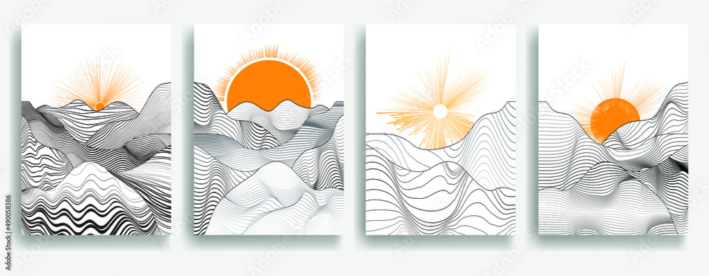 Contemporary art composition . Vector illustration . Modern sun and ...