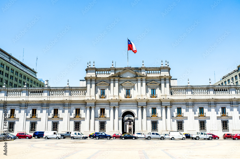 Facade of the Palacio de la Moneda Presidential Palace in Santiago de ...