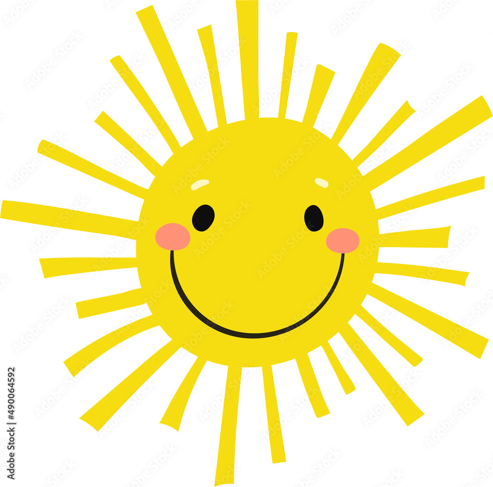 happy sun,sun,cartoon,weather,yellow,sunshine with a smile Stock ...