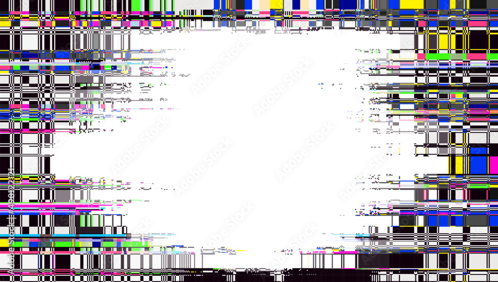 Glitch frame. Display error background. Glitch screen border. Computer ...