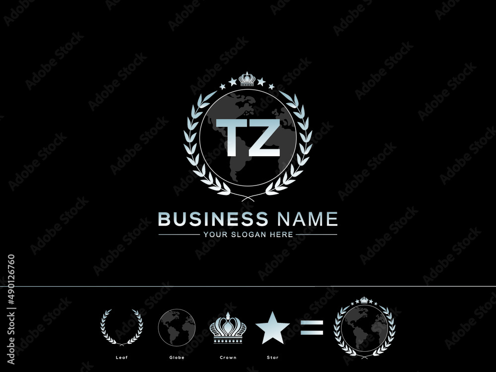 TZ Letter Design, Elegant Initial Letter tz with Modern circle Leaf ...