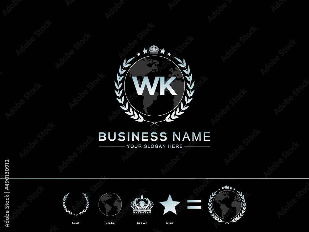 Vector de Stock Alphabet WK kw Letter Icon Logo, wk Crown logo Image ...