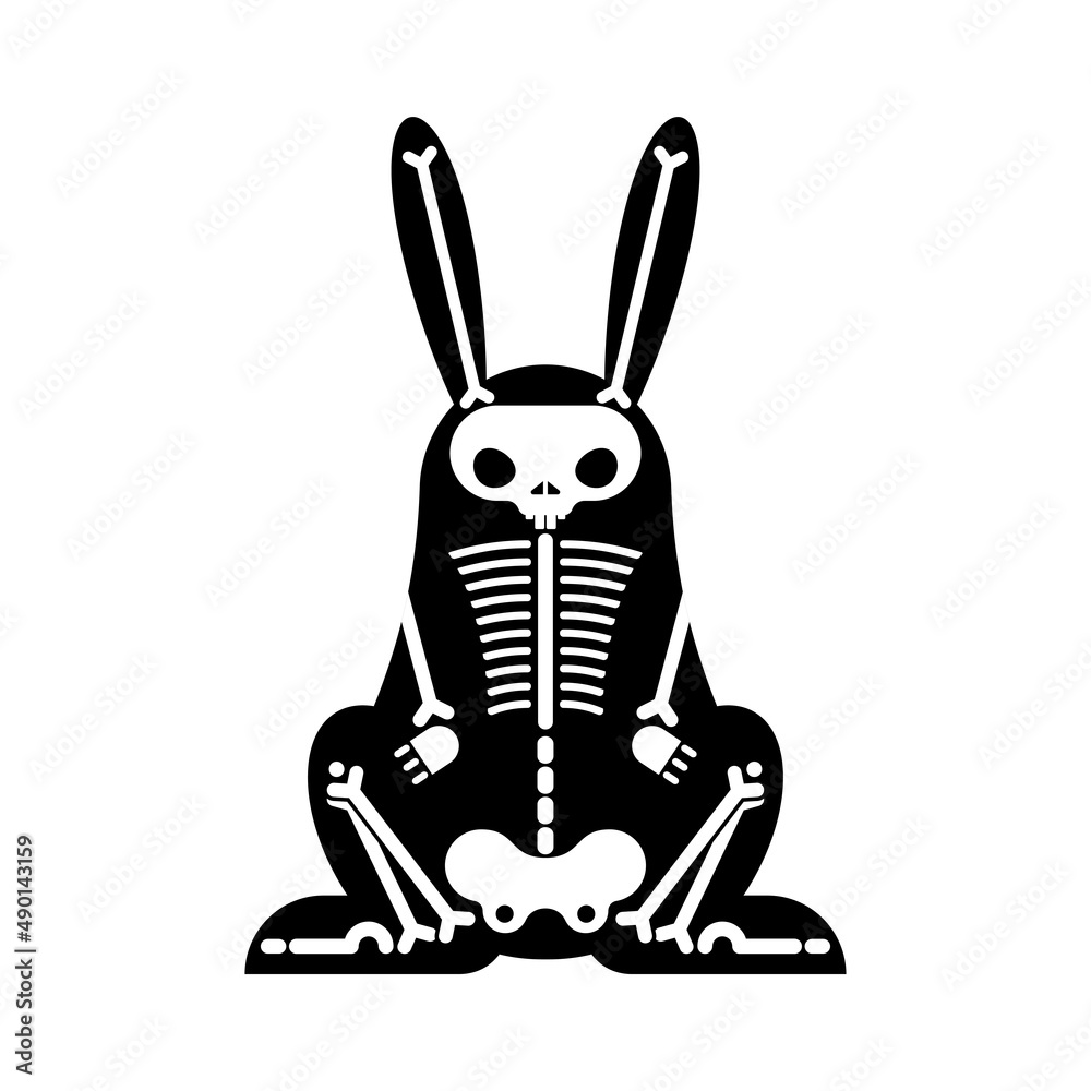 Skeleton Rabbit cartoon isolated. Skull hare Vector illustration Stock ...