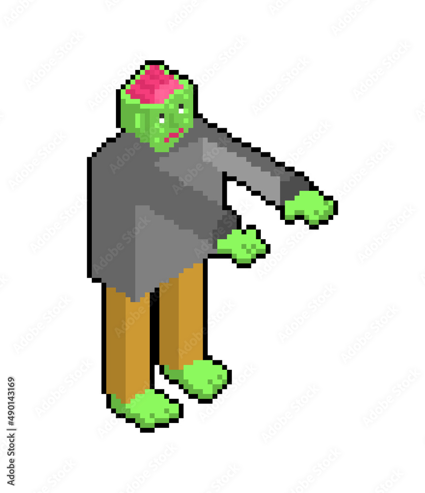 Zombie pixel art. 8 bit Dead man monster. pixelated zombi Vector ...