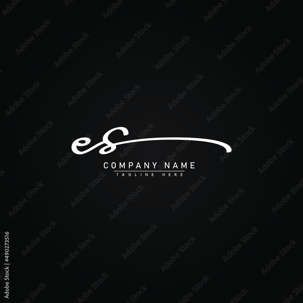 Initial Letter ES Logo - Handwritten Signature Style Logo Stock Vector | Adobe Stock