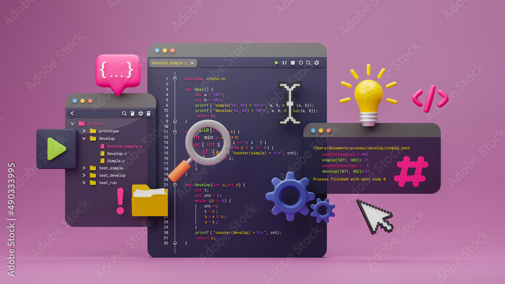 Programmer Developer Typing Script Source Languages Coding Symbols Icon