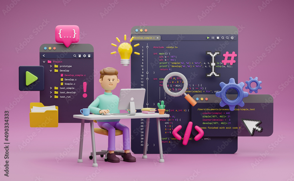 Programmer Developer Typing Script Source Languages Coding Symbols Icon Development Project Data