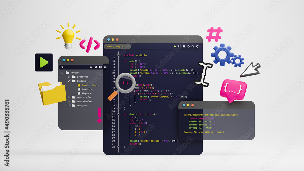 Programmer Developer Typing Script Source Languages Coding Symbols Icon Development Project Data
