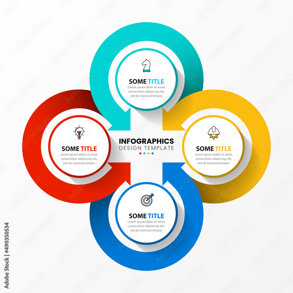 Infographic template with icons and 4 options or steps. Circle Stock Vector | Adobe Stock
