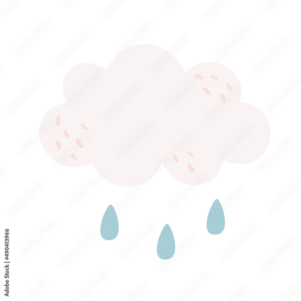 Cute cloud with rain drops. Hand drawn vector illustration Stock Vector ...