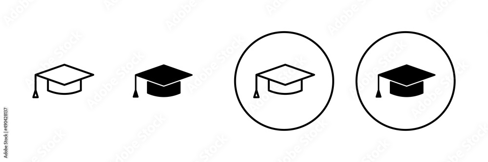 Education icon set. Graduation cap sign and symbol. Graduate. Students ...