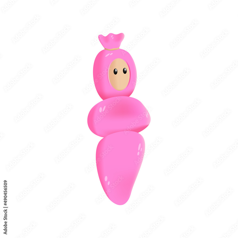 POCONG INDONESIA 3D PINK POCONG GHOST ILLUSTRATION CHARACTER VECTOR ...
