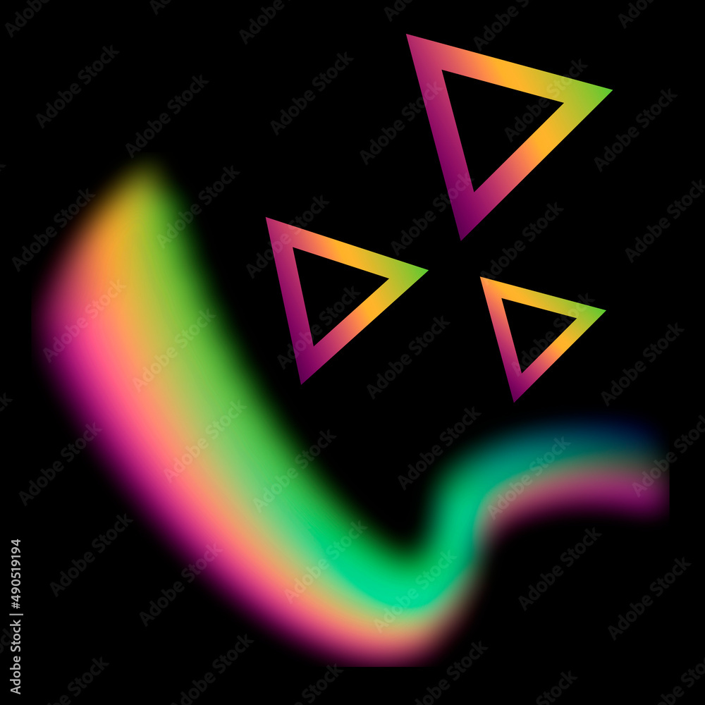 Dispersion colors. Vector triangles. Rainbow background on a black ...