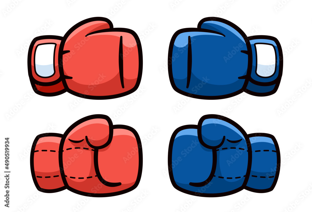Red and Blue Boxing gloves on white background. Vector illustration ...