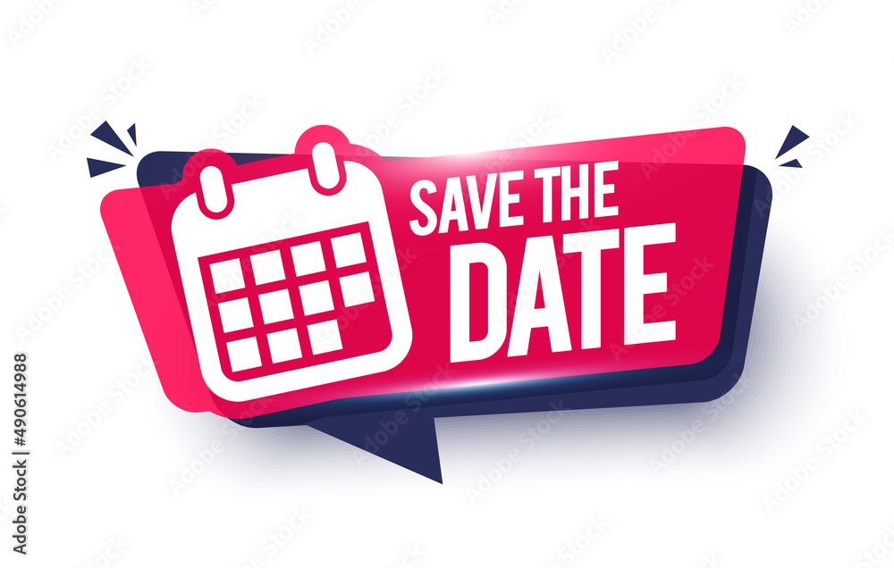 Save The Date Label With Calendar Icon Stock Vector | Adobe Stock