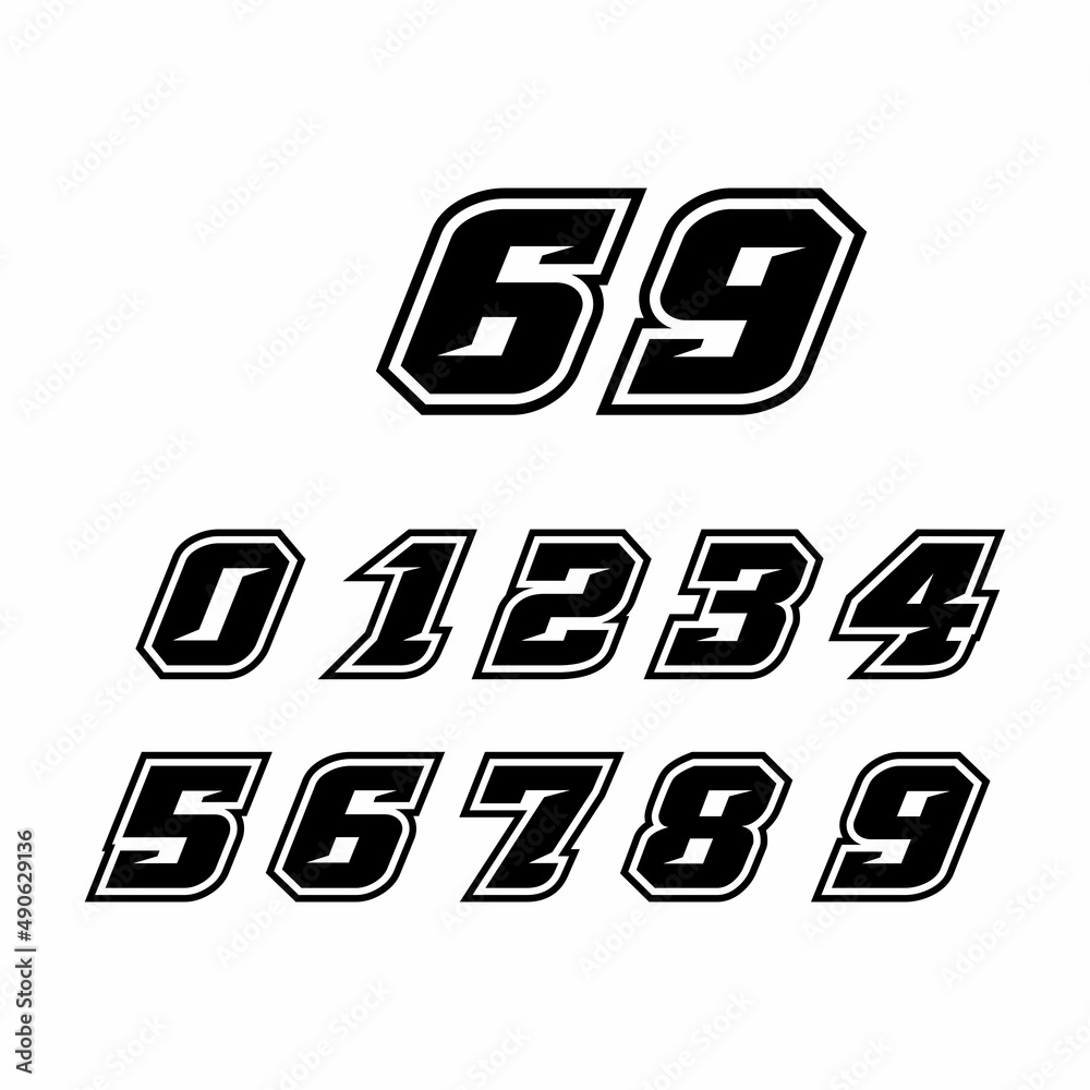 Racing number logo design with frame Stock Vector | Adobe Stock