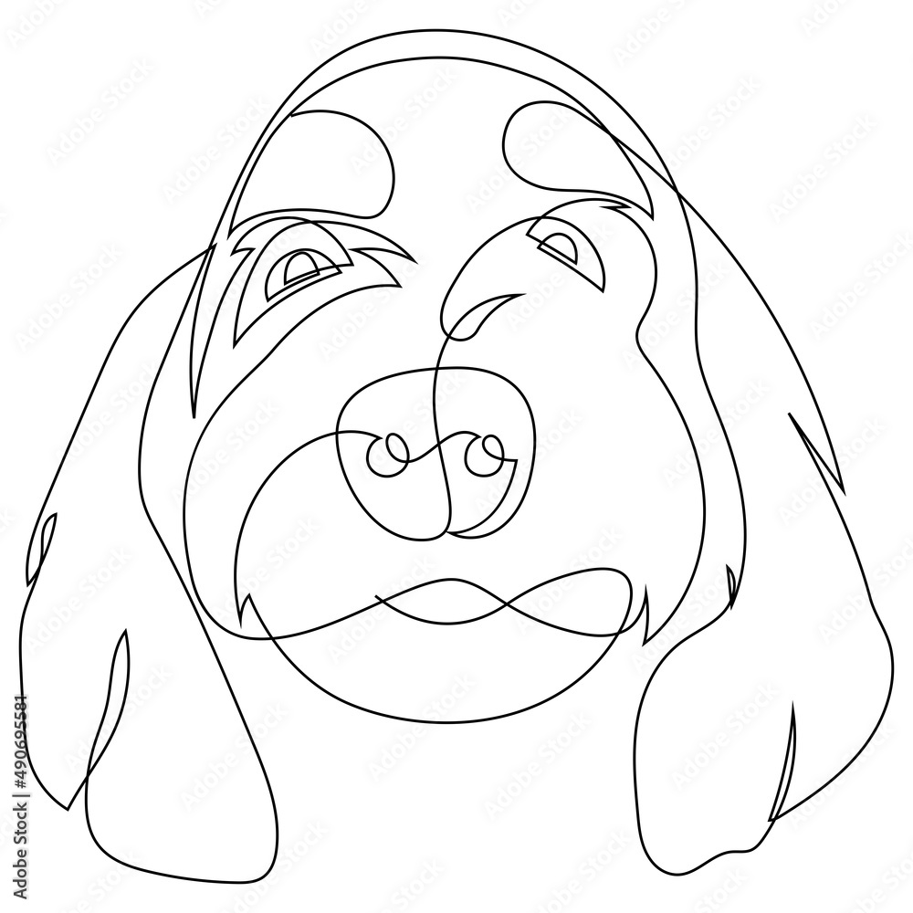Vetor Continuous line drawing of a dog. Bernedoodle breed vector ...
