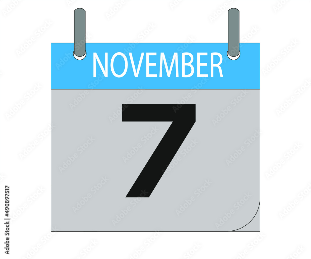 November 7th. Calendar icon. Date day of the month Sunday, Monday ...