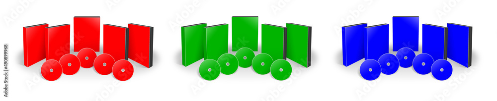 Three RGB Bundles blank template red, green and blue for presentation ...